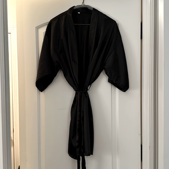 Intimates & Sleepwear | Small Black Satin Robe | Poshmark